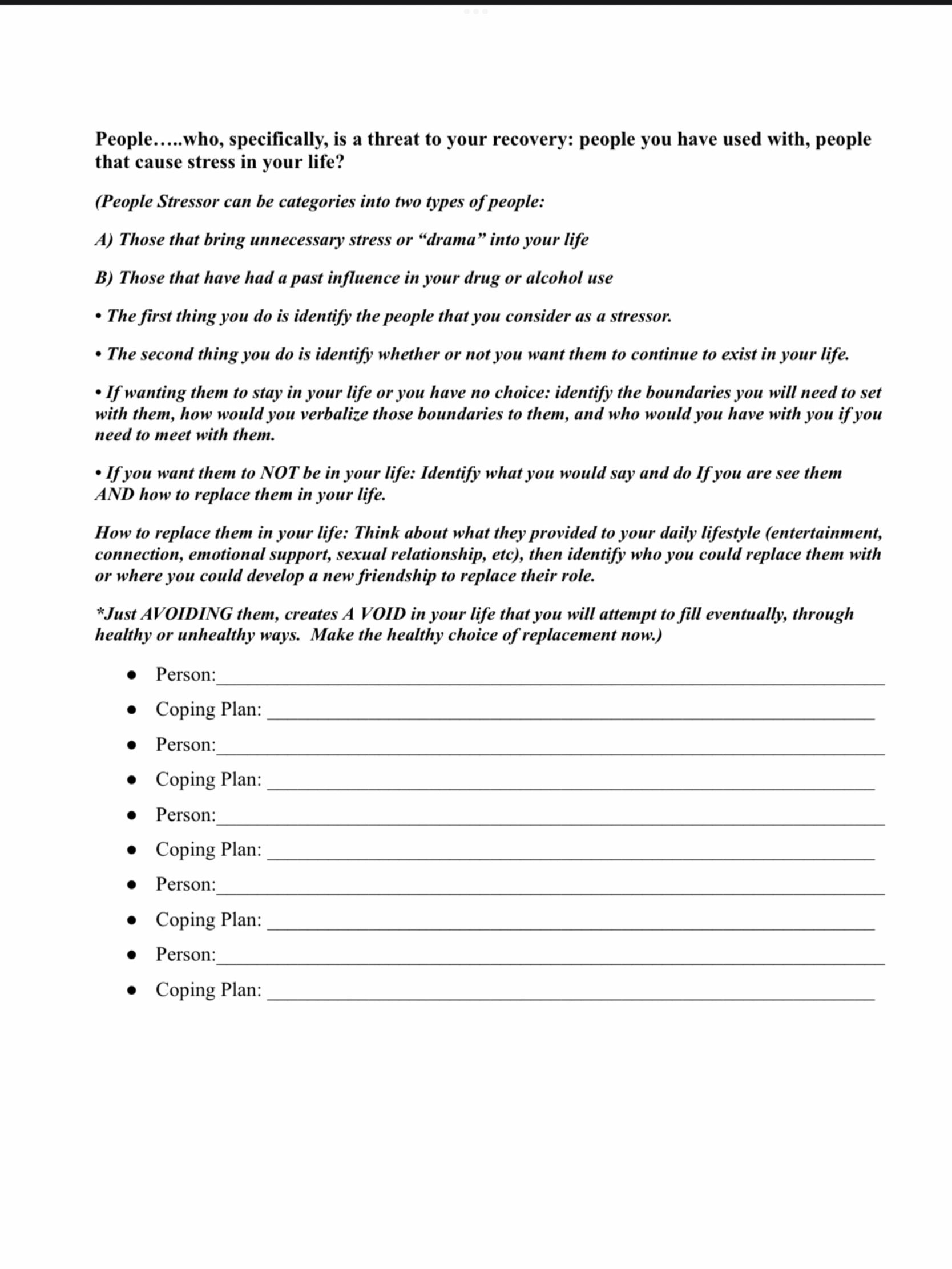 Relapse Prevention Plan / Recovery Plan - Etsy