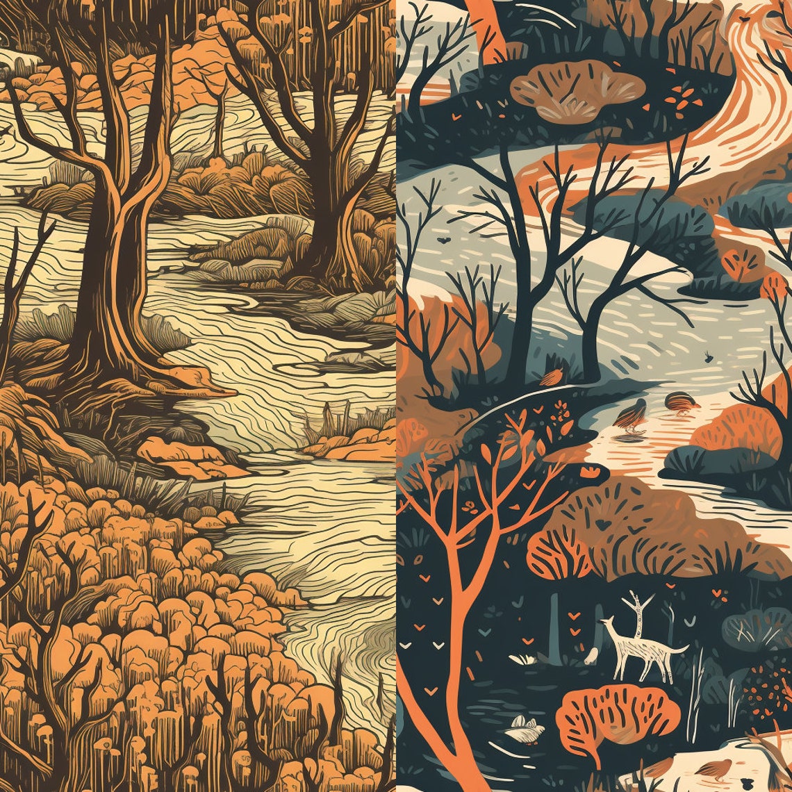 Seamless Beautiful Forest Posters Exhibition Wall Art Nature - Etsy