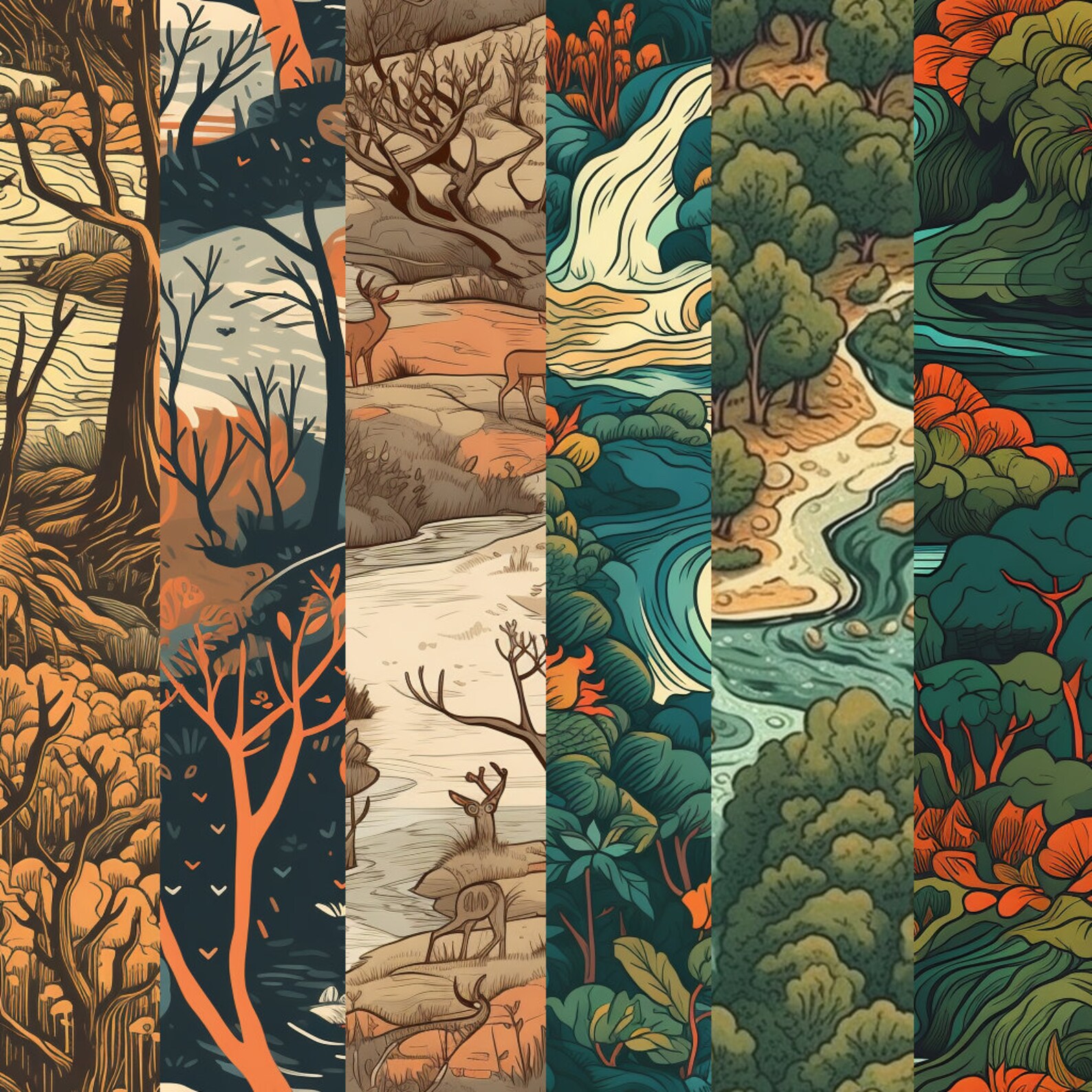 Seamless Beautiful Forest Posters Exhibition Wall Art Nature - Etsy