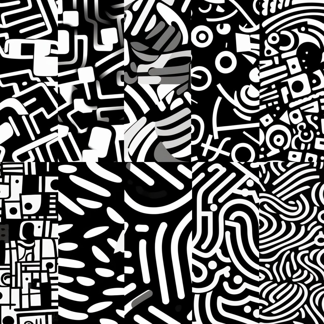 Seamless Abstract Doodle Patterns Exhibition Wall Art Random - Etsy