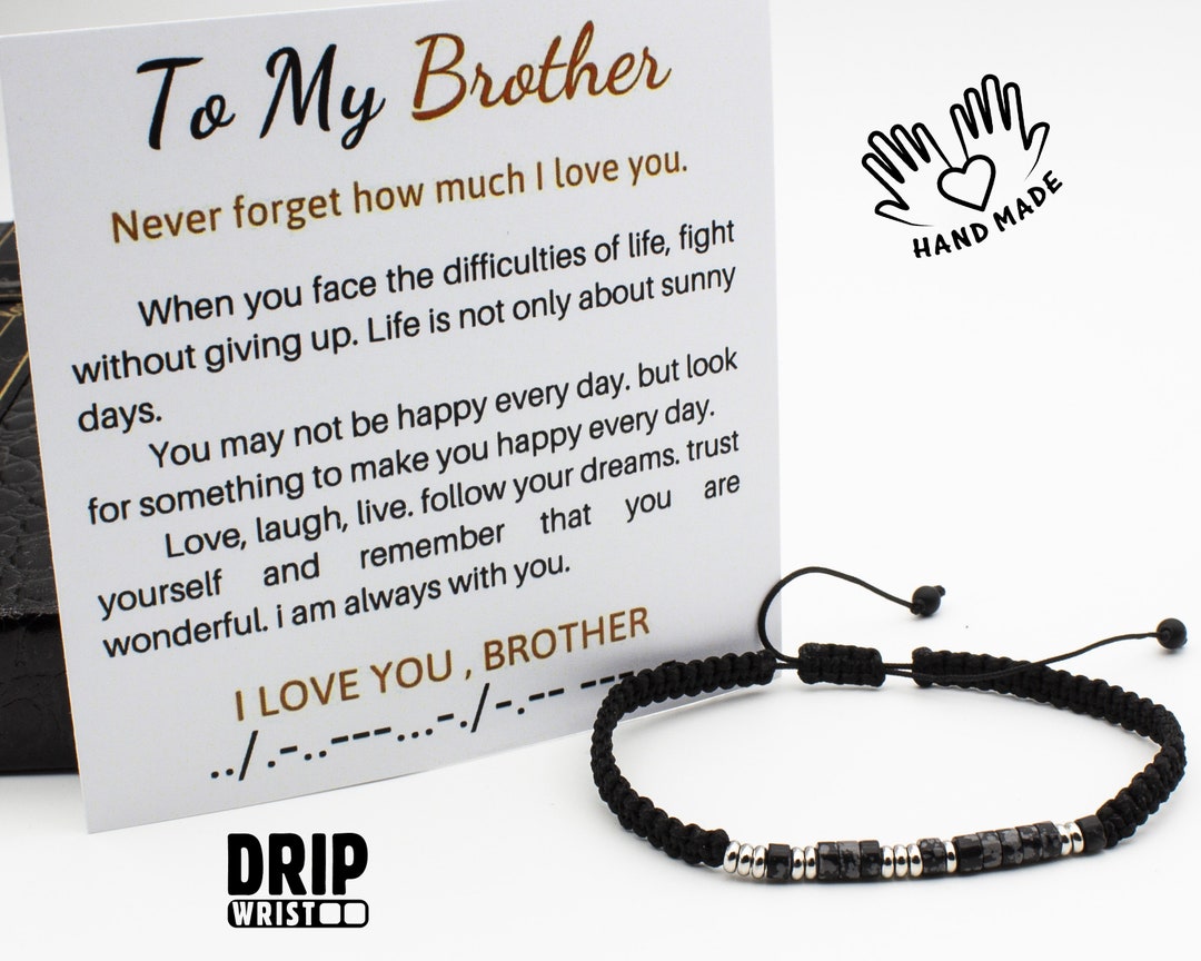 Morse Code "i Love You" Brother Bracelet: Onyx & Obsidian Gemstone - Etsy