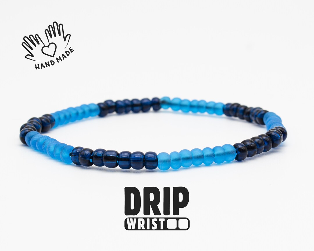 Blue Beaded Mens Bracelet, Shades of Blue, Uniqe, Stylish, Minimalist ...