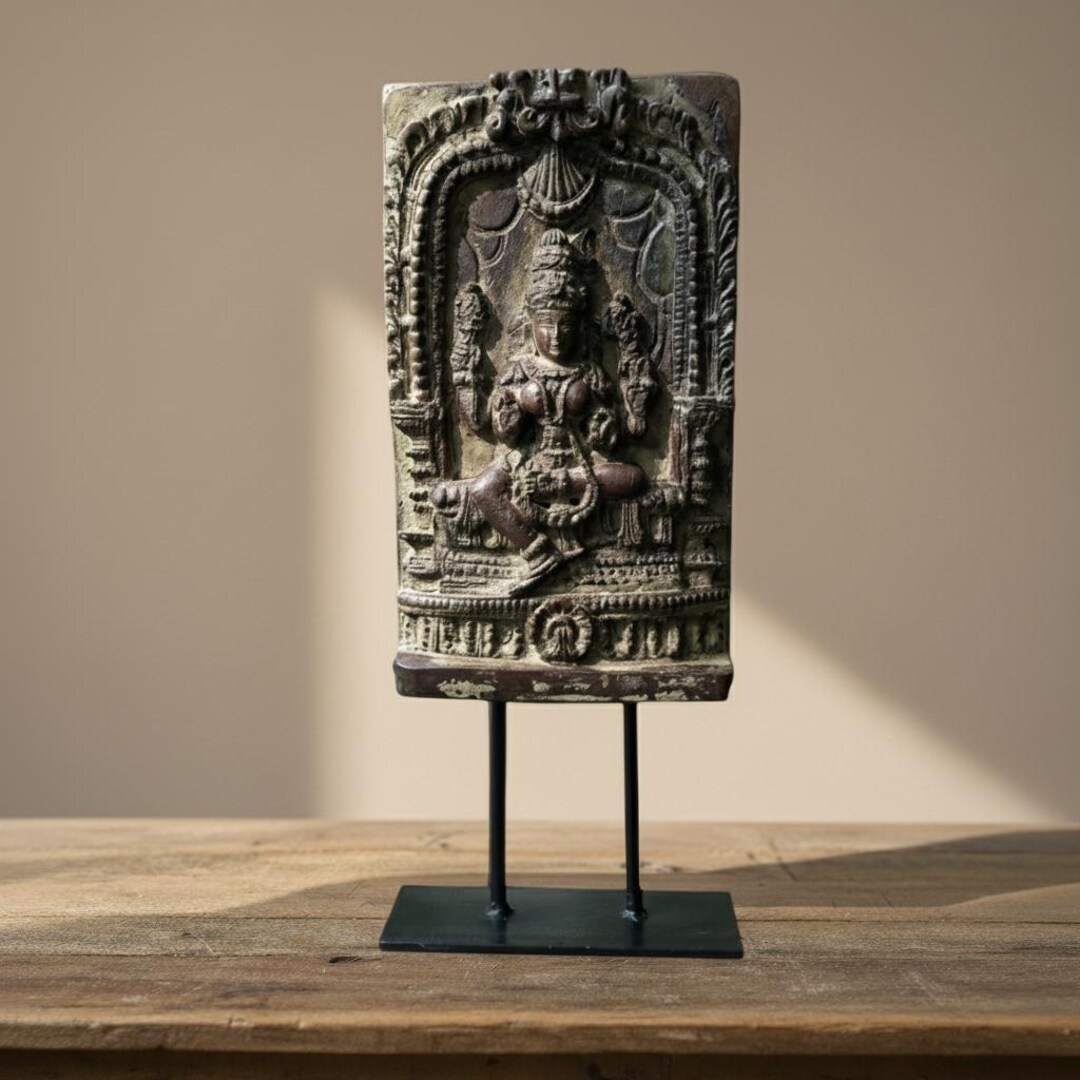 Gift Indian Goddess Lakshmi Wooden Statue Destressed Wooden Rustic ...