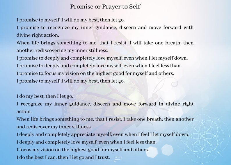 Promise or Prayer to Self - Instant Download and Printable .pdf - Etsy