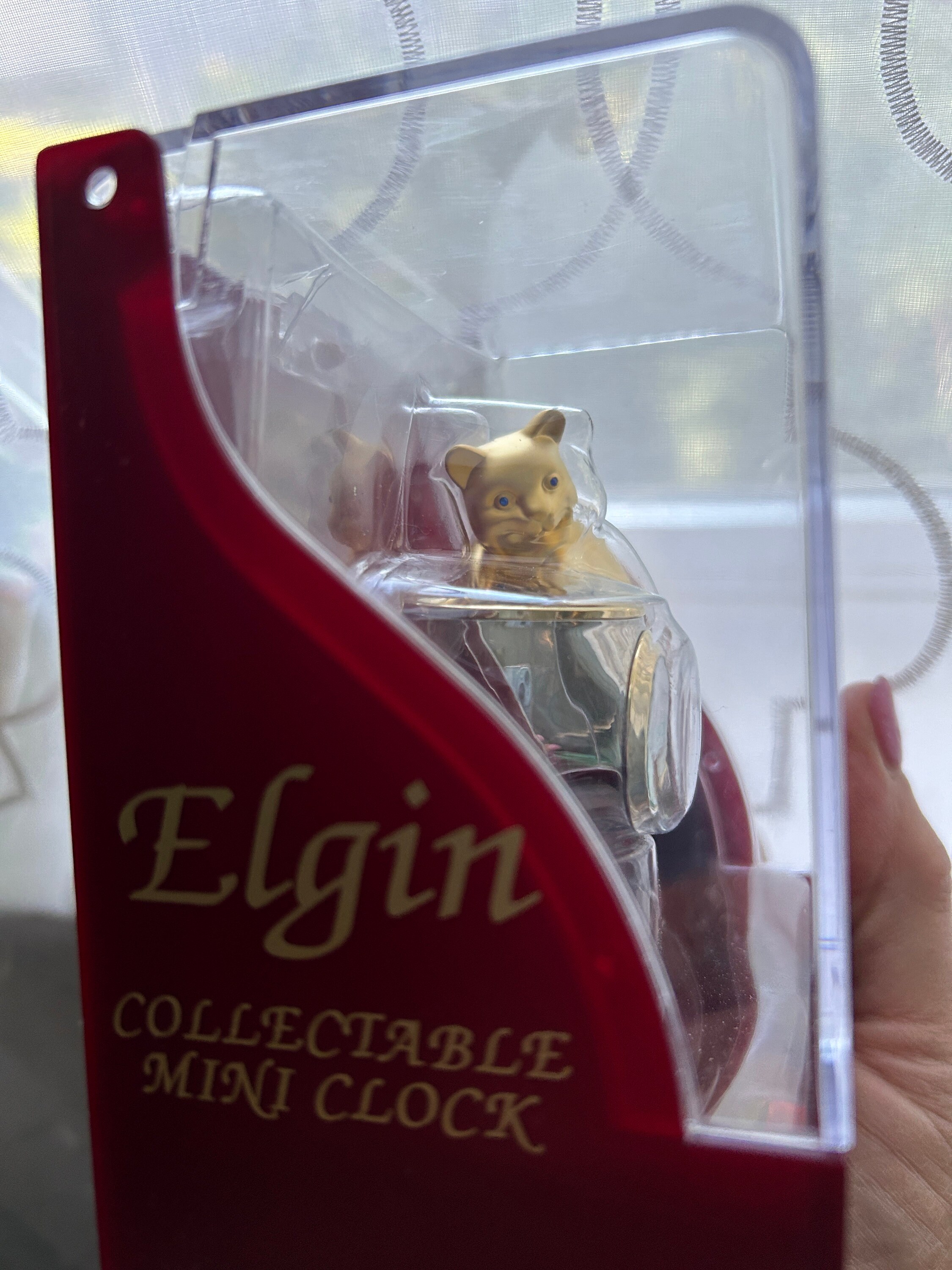 Vintage '90s Elgin Mini Clock Cat Figurine&/fishbowl Metal 2.5: /blue ...