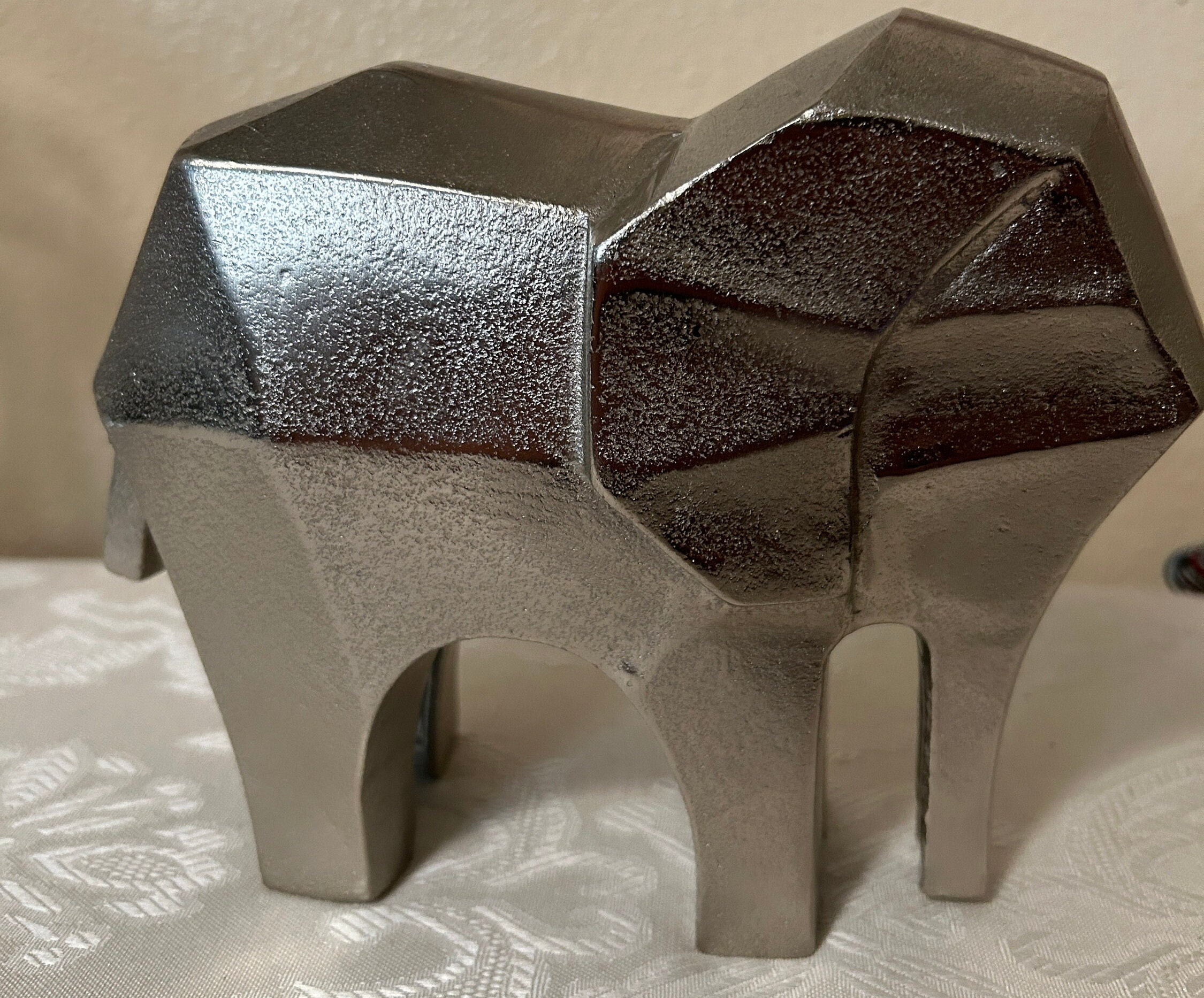 Modern Cubic Art Abstract Silver Metal Elephant Sculpture - Etsy