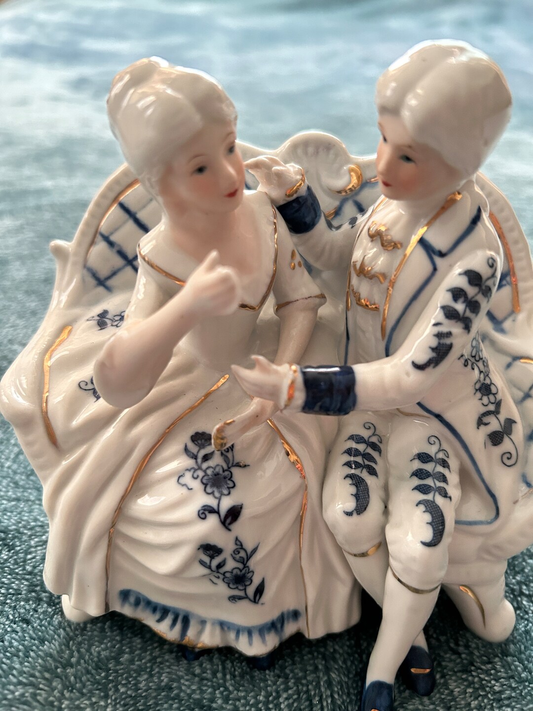 Porcelain Colonial Romantic Couple on Couch Figures - Etsy