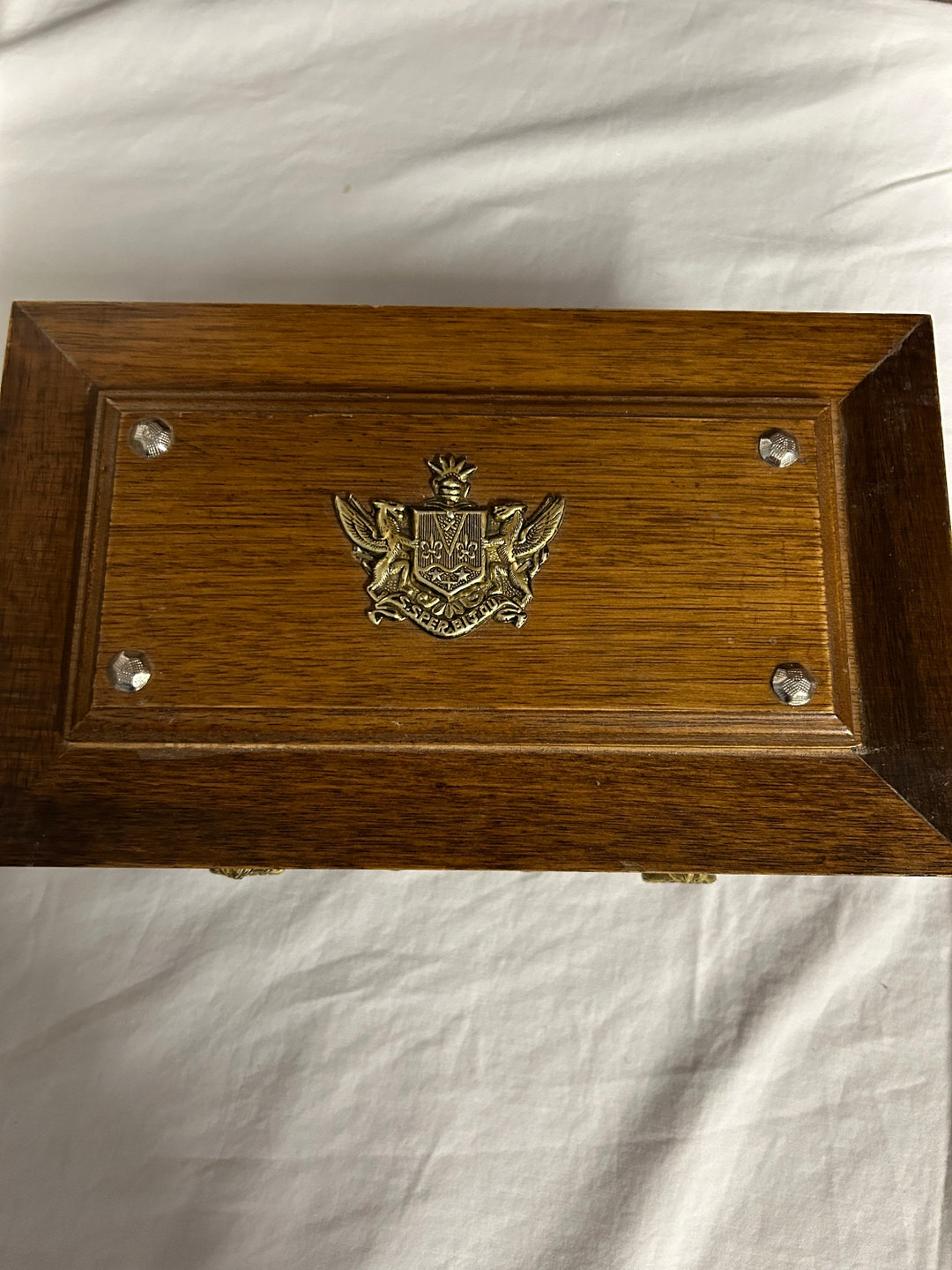 Vintage S Sper Bijou Wooden Jewelry Box MCM Brass Fixtures 10x6x3.5 - Etsy