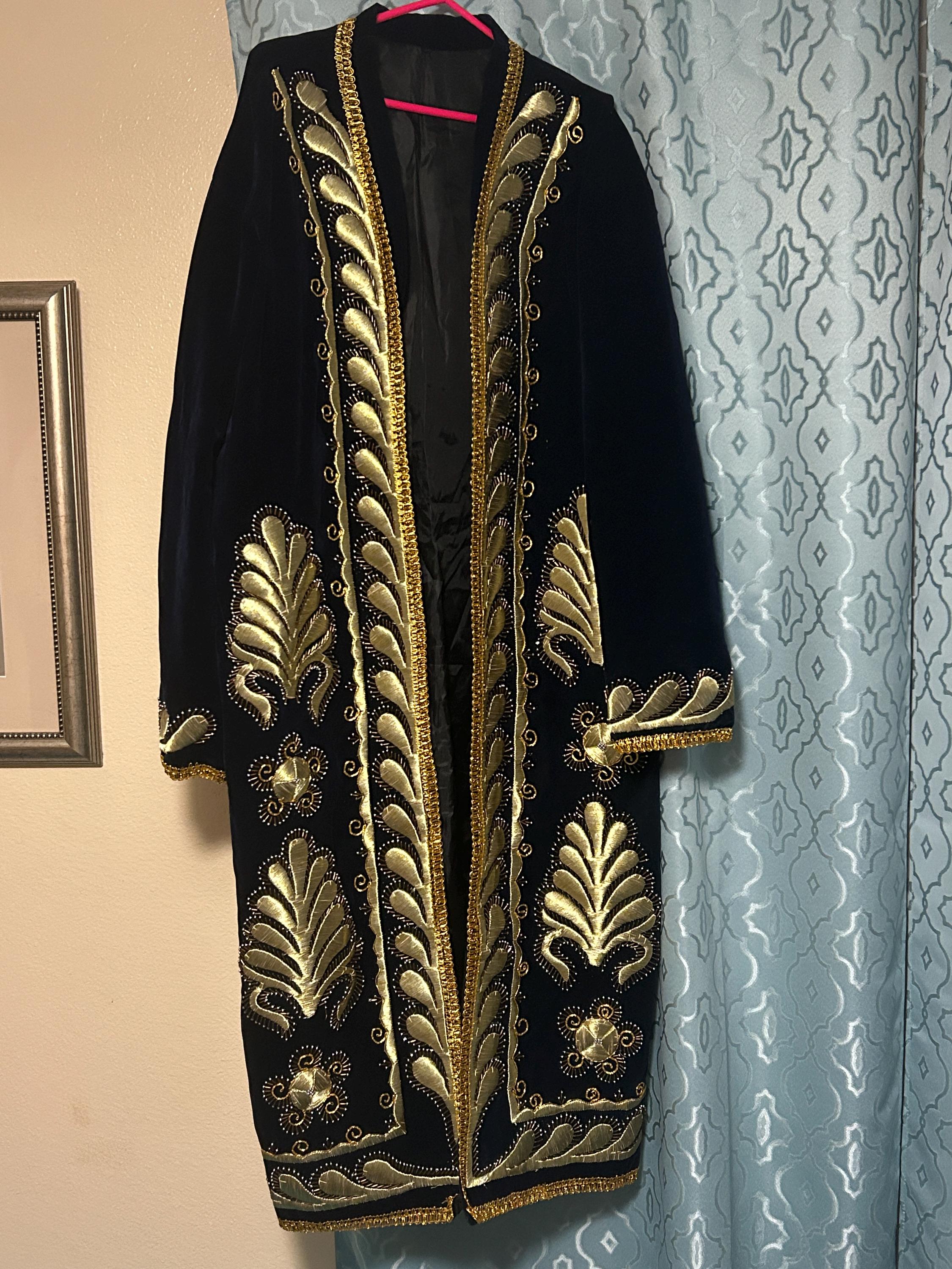 Uzbek/ Tajik Chapan Golden Handmade Embroidered Suzani Man Coat 53 ...