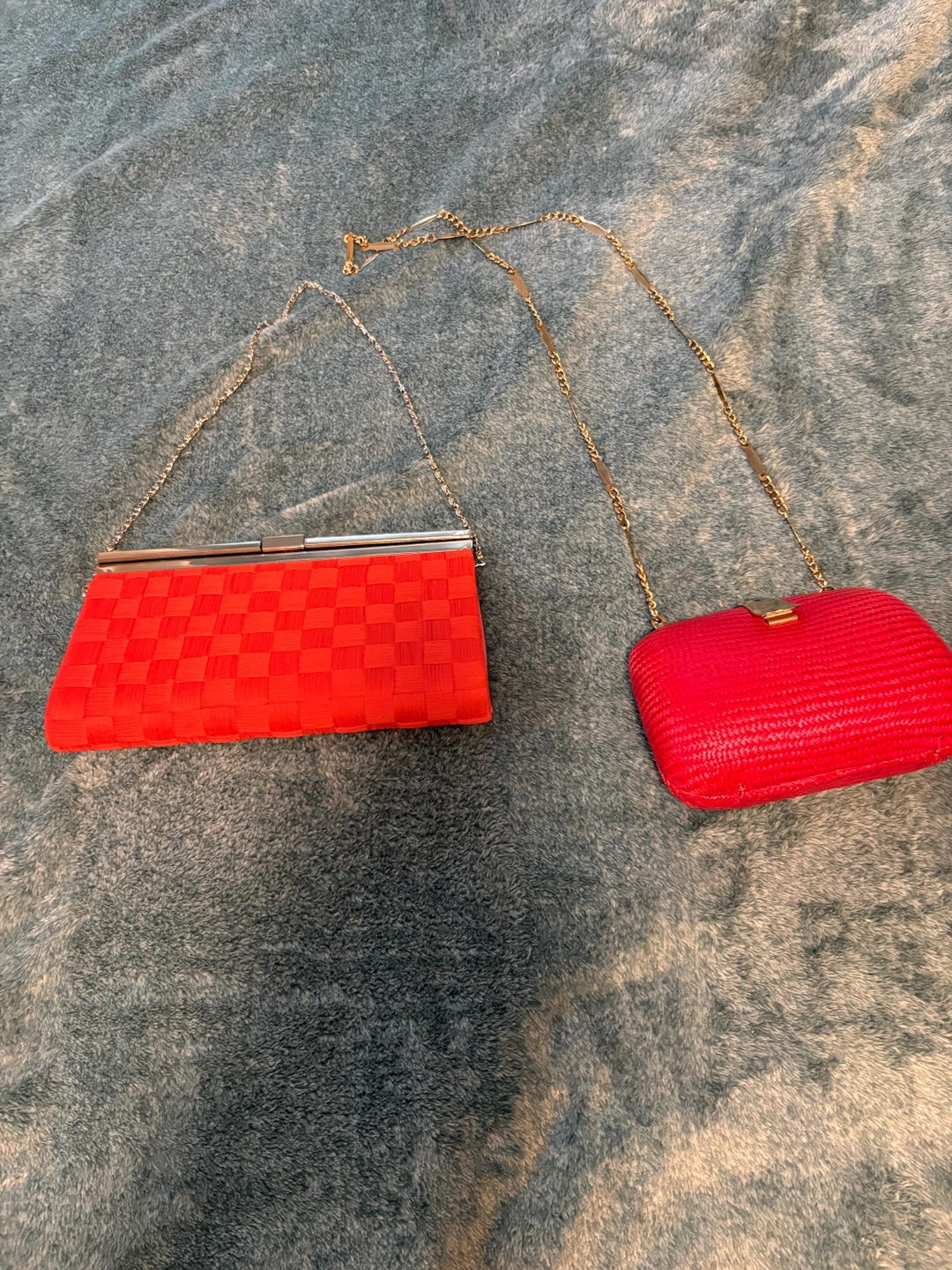 Set of 2 Vintage Red Clutches: Kate Landry and Lacquer Woven Unbranded ...
