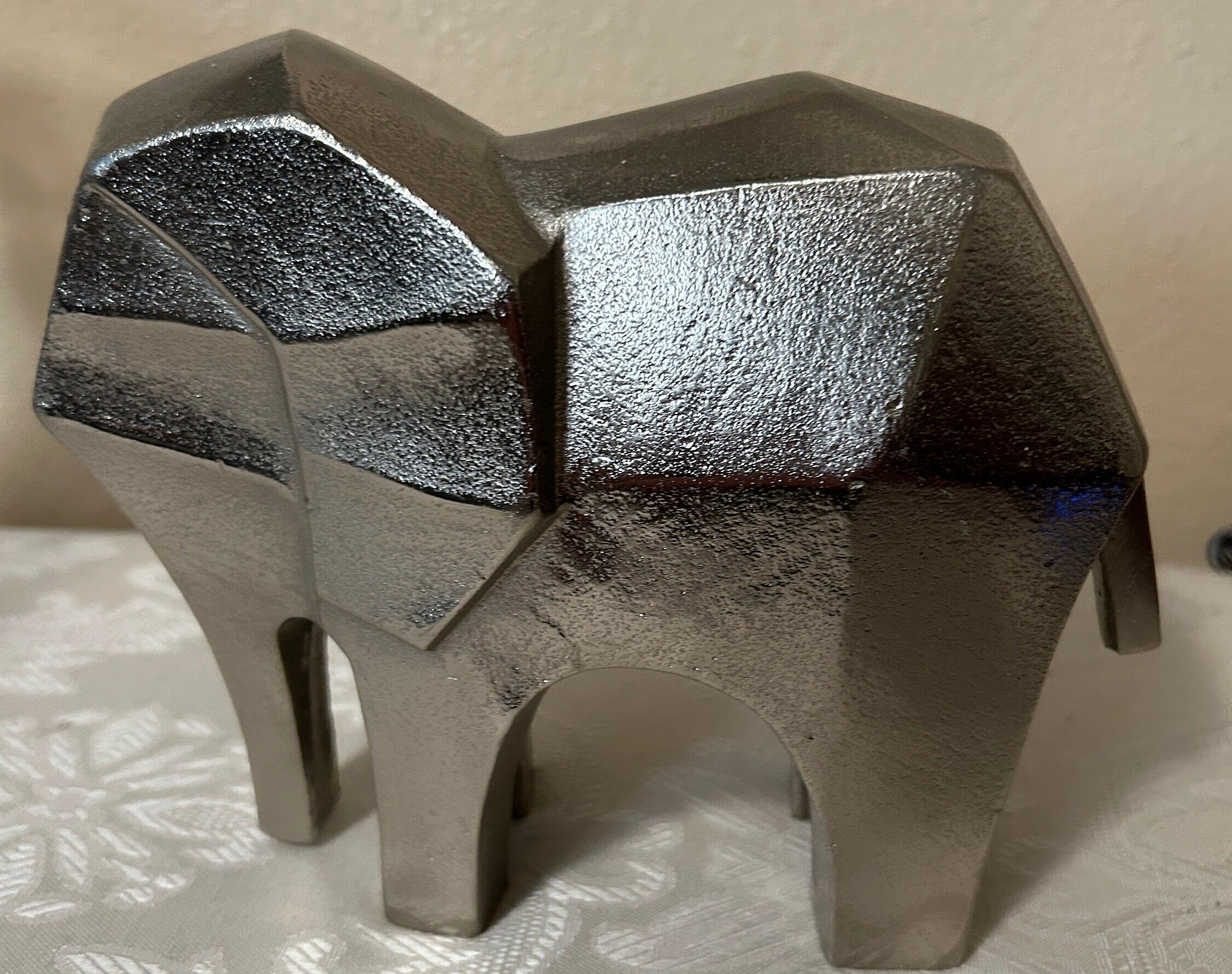 Modern Cubic Art Abstract Silver Metal Elephant Sculpture - Etsy