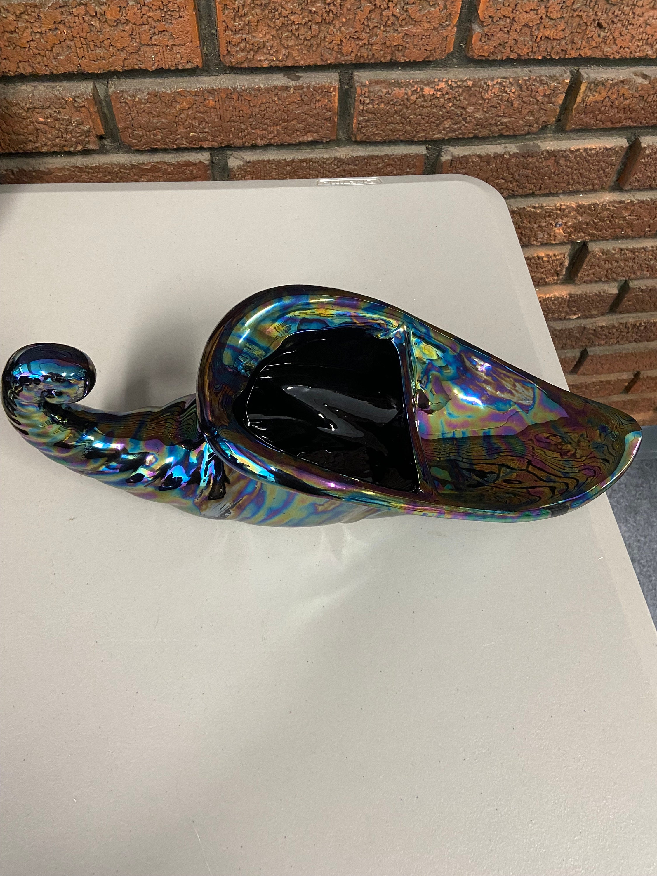 Gibson Art Carnival Glass Horn for Flowers - Etsy