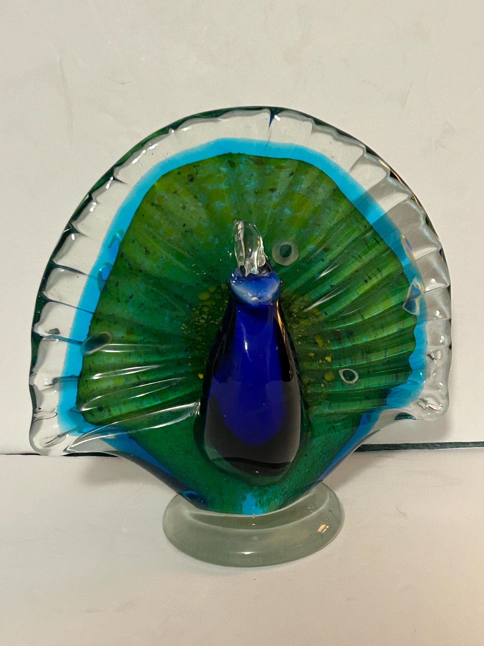 Art Glass Peacock Hand Blown Murano Style Figurine Paperweight 8" - Etsy
