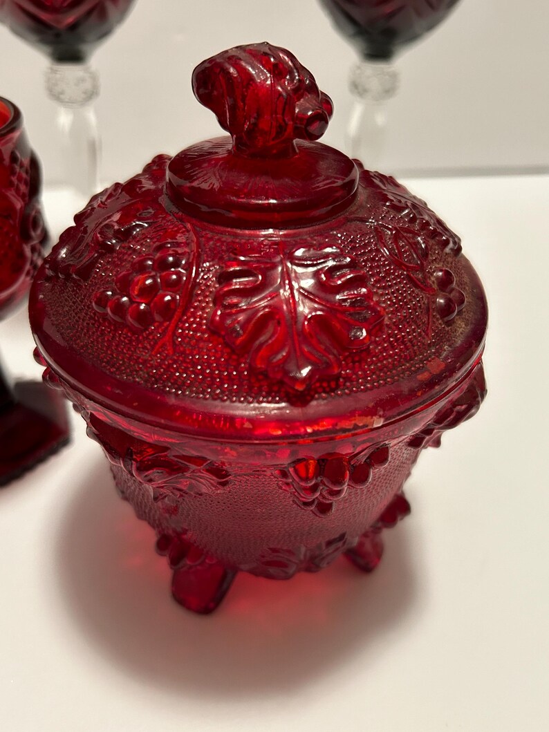 Set of 4 Vintage Ruby Red Flashed Glass - Etsy