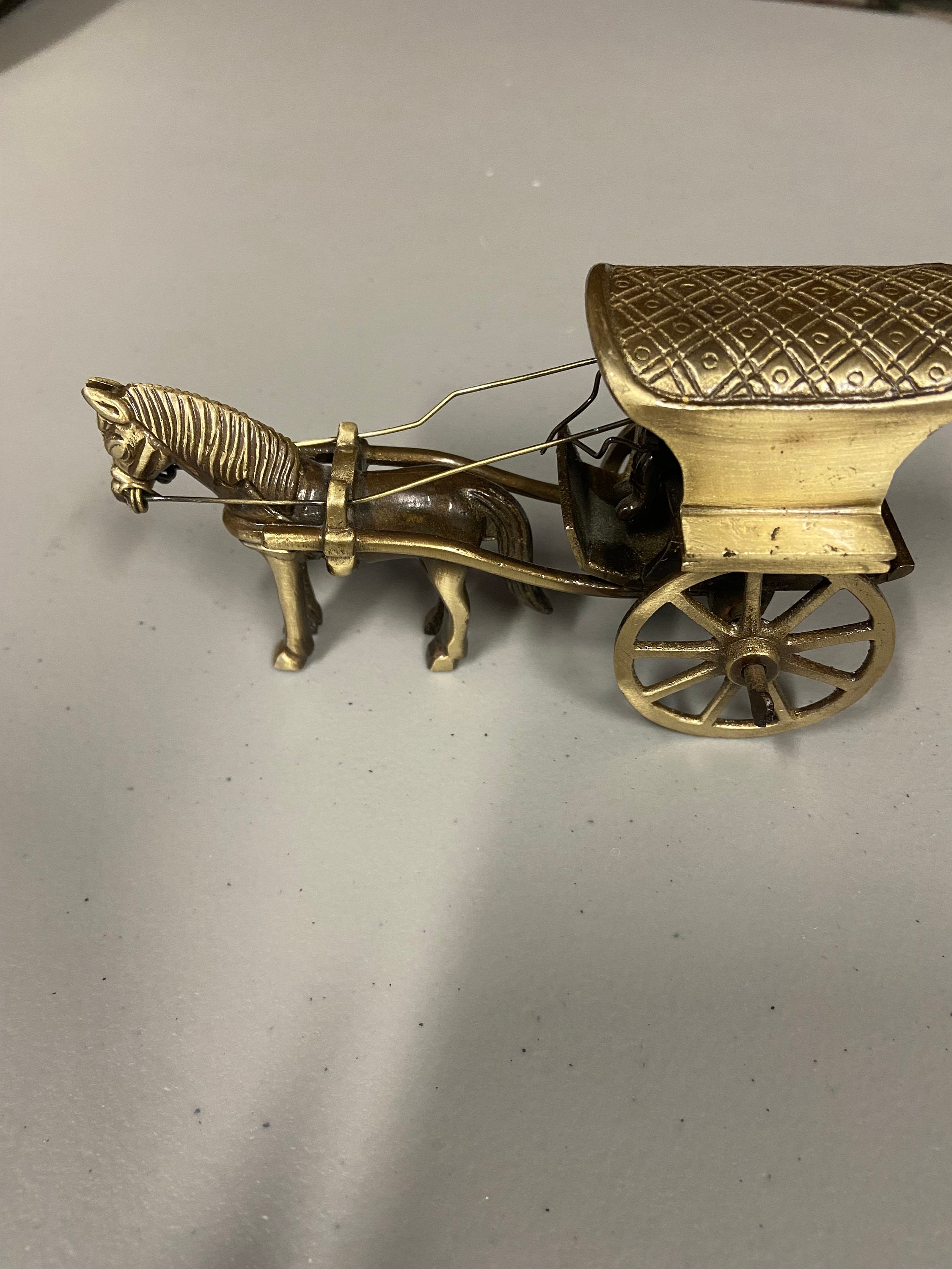 Brass Metal Horse Carriage Horse Stage Wagon Wheel Settler Figure Art ...