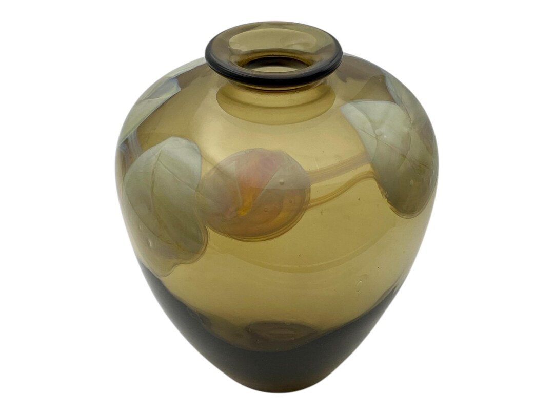 Vintage Rochester Folk Art Guild Glass Vase 1976 - Etsy