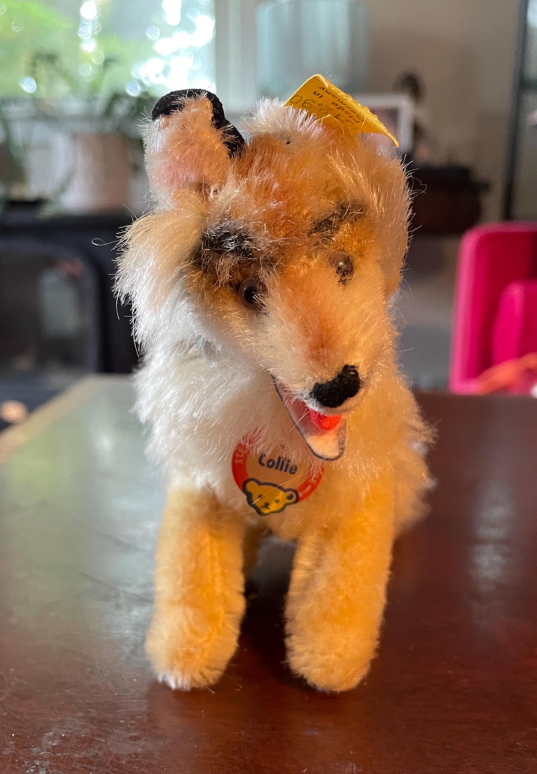 Vintage 1960s Steiff Collie Dog With Paper Tag, Flag, and Button in ...