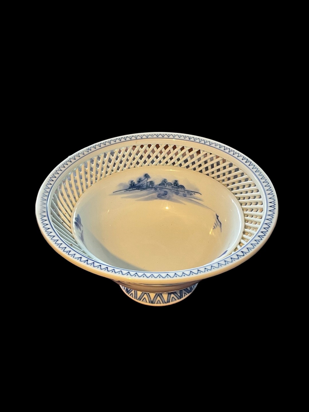 Vintage Kin Ho Gama Reticulated Open-work Porcelain Footed Bowl - Etsy
