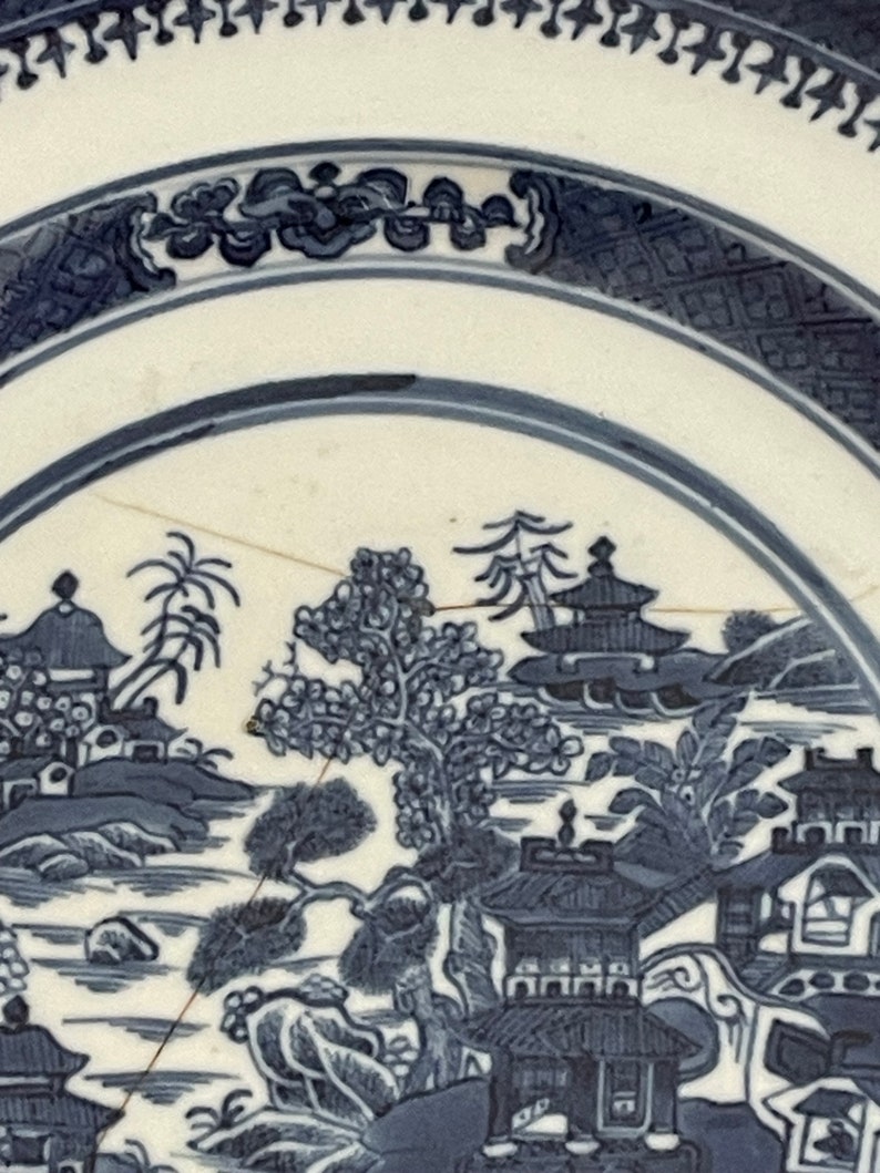 Antique Chinese Export Nanking Pattern Blue and White Plate Circa 1820 ...