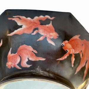 Vintage Chinese Hand-painted Footed Octagonal Serving Bowl Featuring a ...