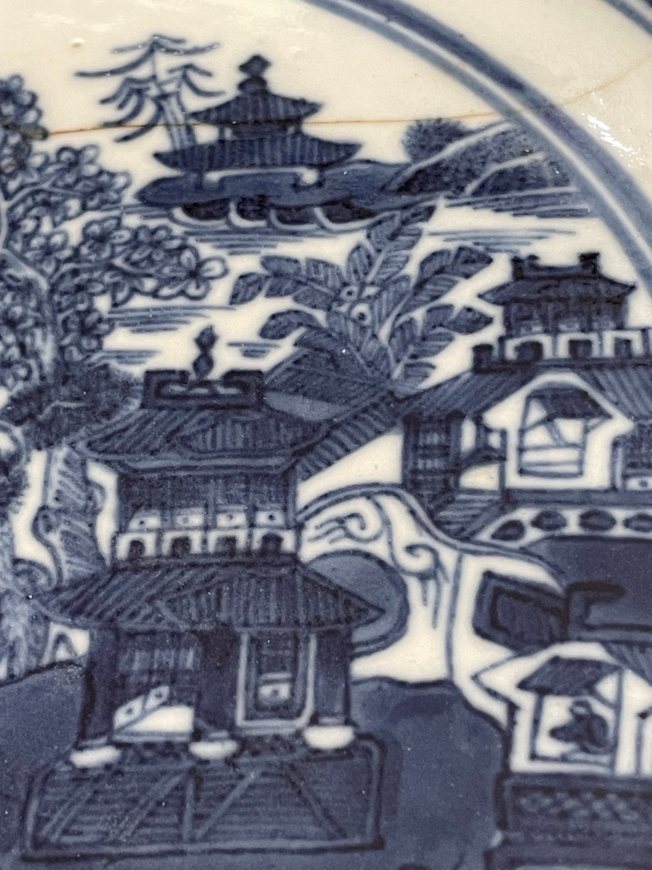Antique Chinese Export Nanking Pattern Blue and White Plate Circa 1820 ...