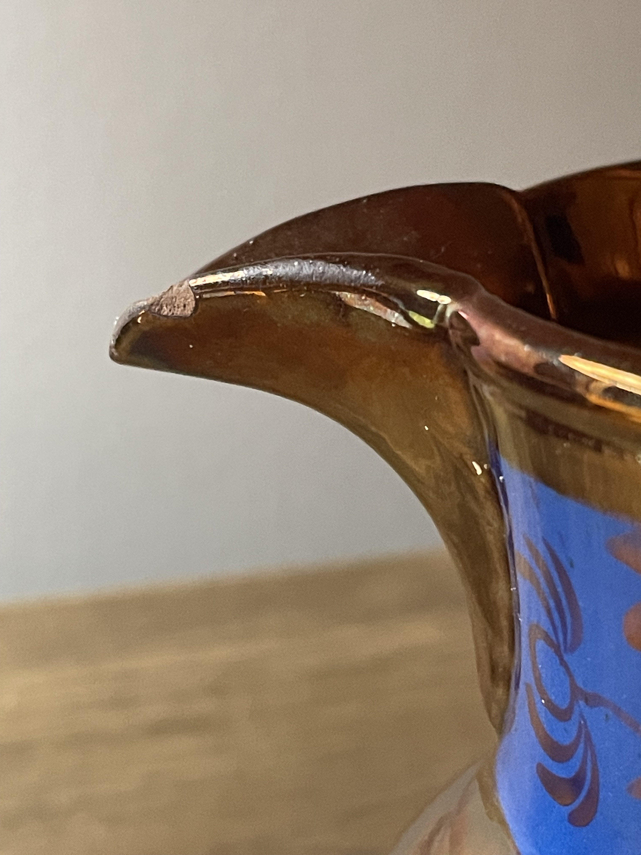 English Victorian-era Copper Lustreware Pitcher With Blue Band - Etsy