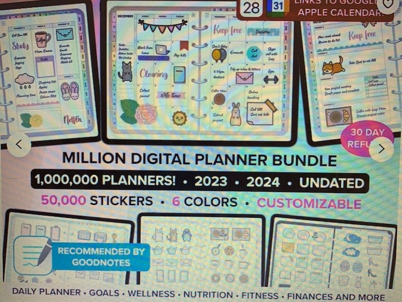 Digital Planner 50,000 Stickers - 6 Colors - Customizable Planner - Etsy