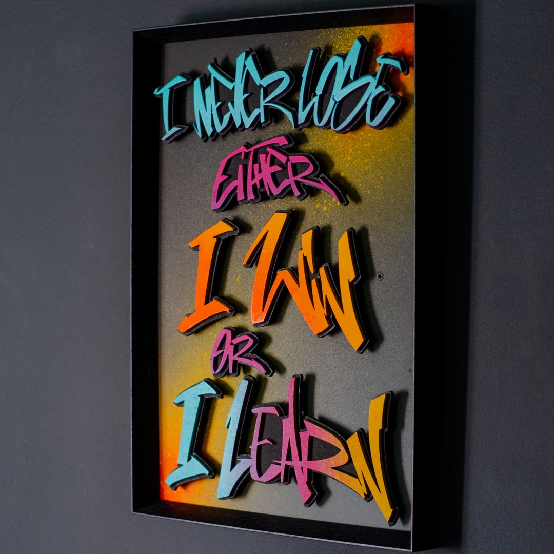 Laser Cut Quote "win or Learn" in Graffiti Style. - Etsy