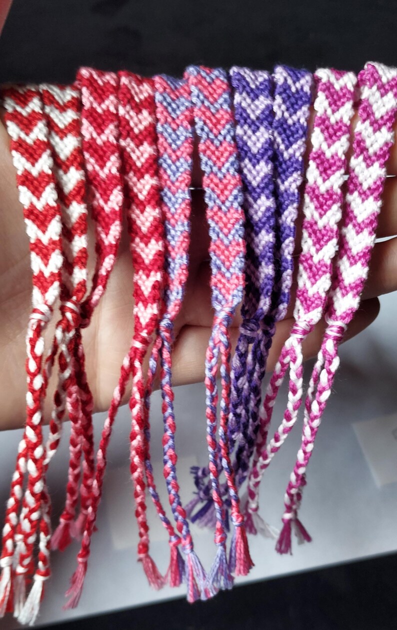 Heart Friendship Bracelets - Set of 2 Valentine's Day Colors - Etsy