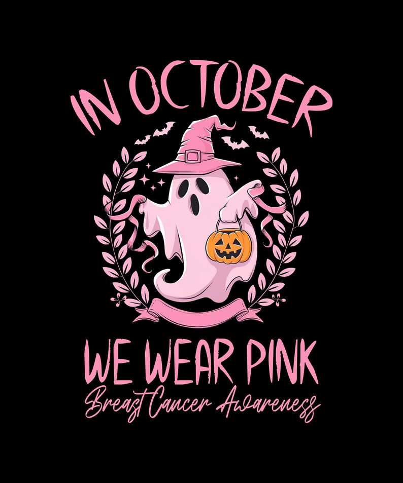 In October We Wear Pink PNG, Breast Cancer Awareness Halloween PNG - Etsy
