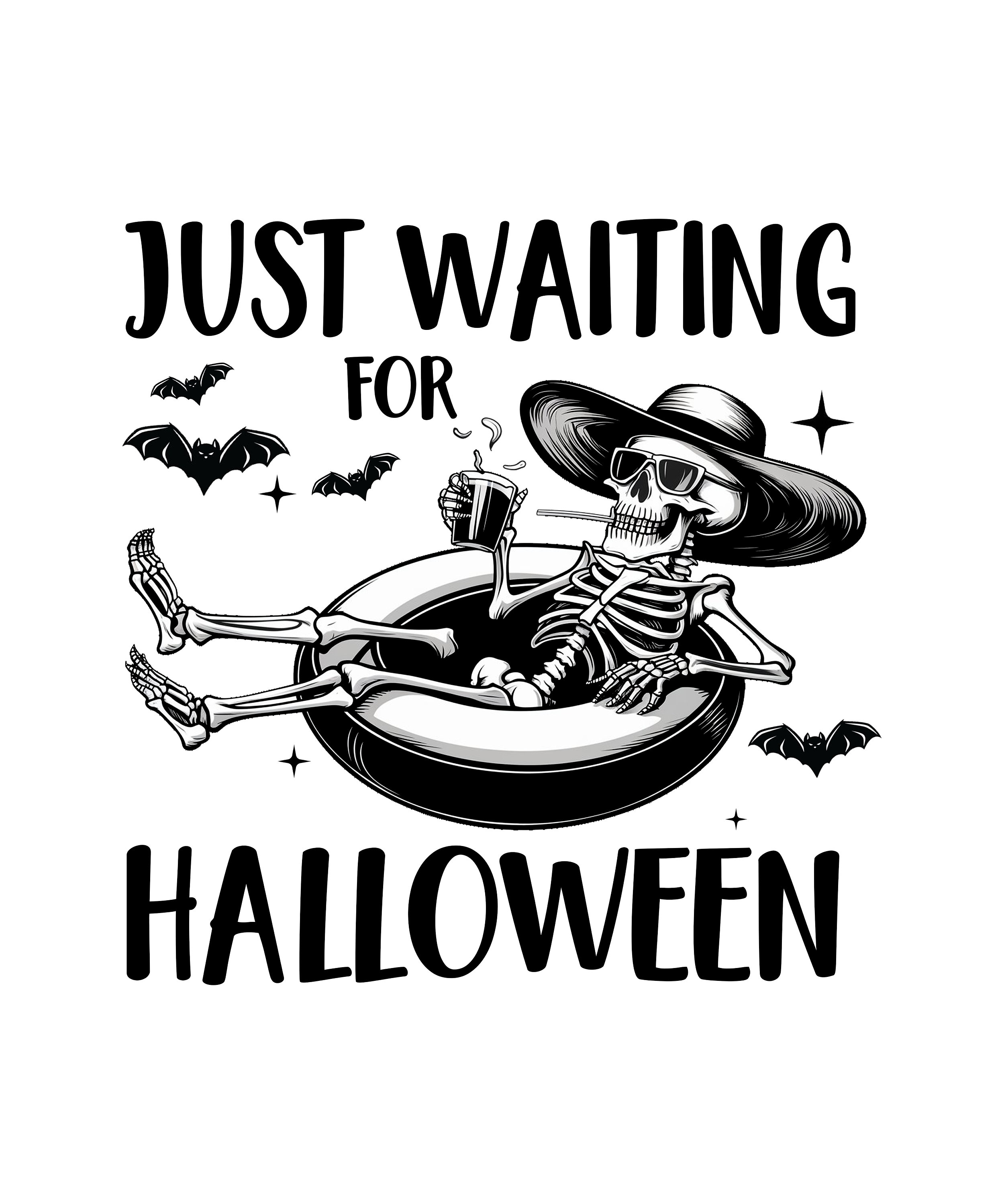 Just Waiting for Halloween PNG, Skeleton Spooky Vibe Summer PNG - Etsy