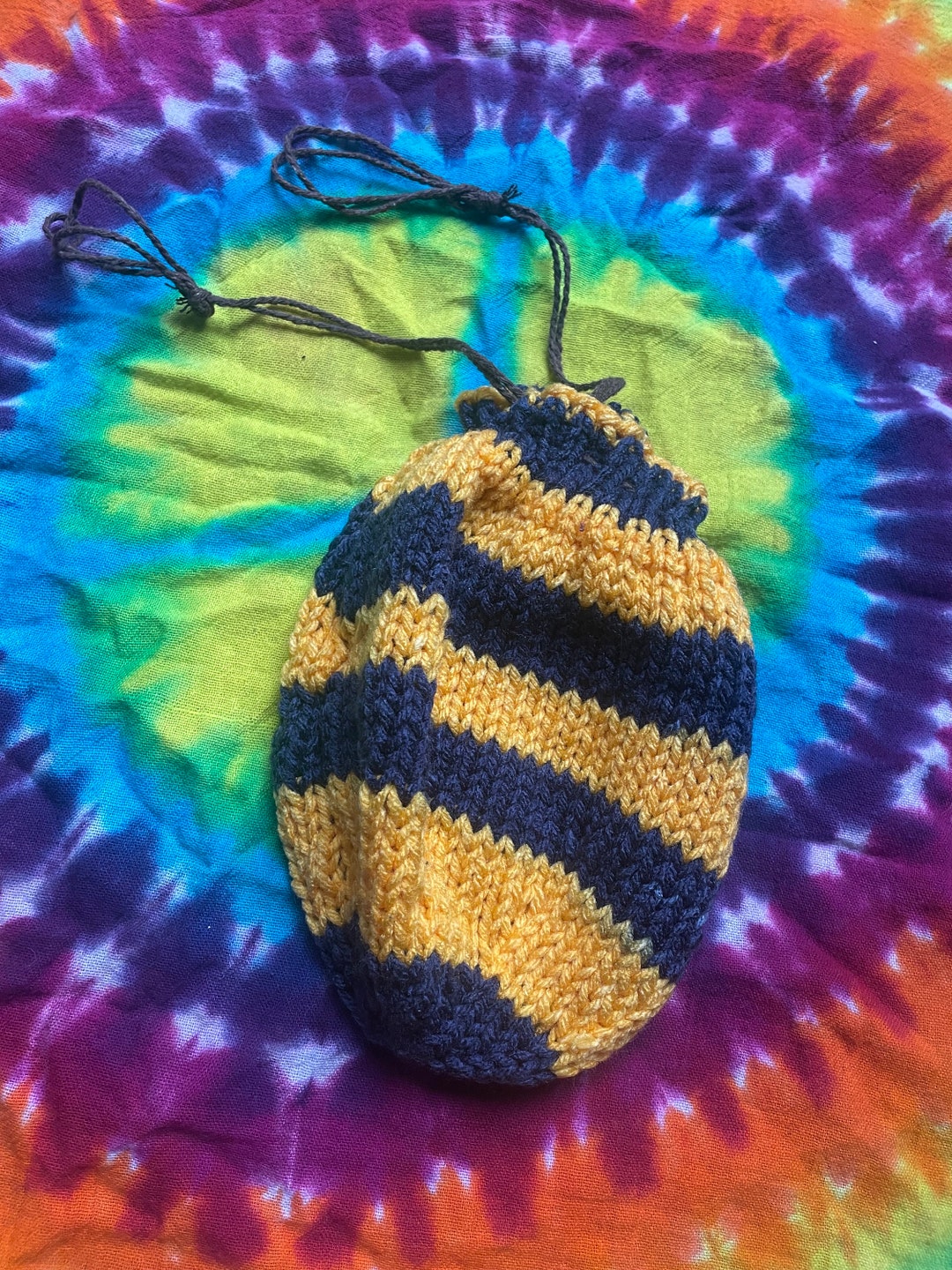 BUMBLEBEE Bagcrochet Spell Pouch , Hippie, , Yellow, Blue, Stripes ...