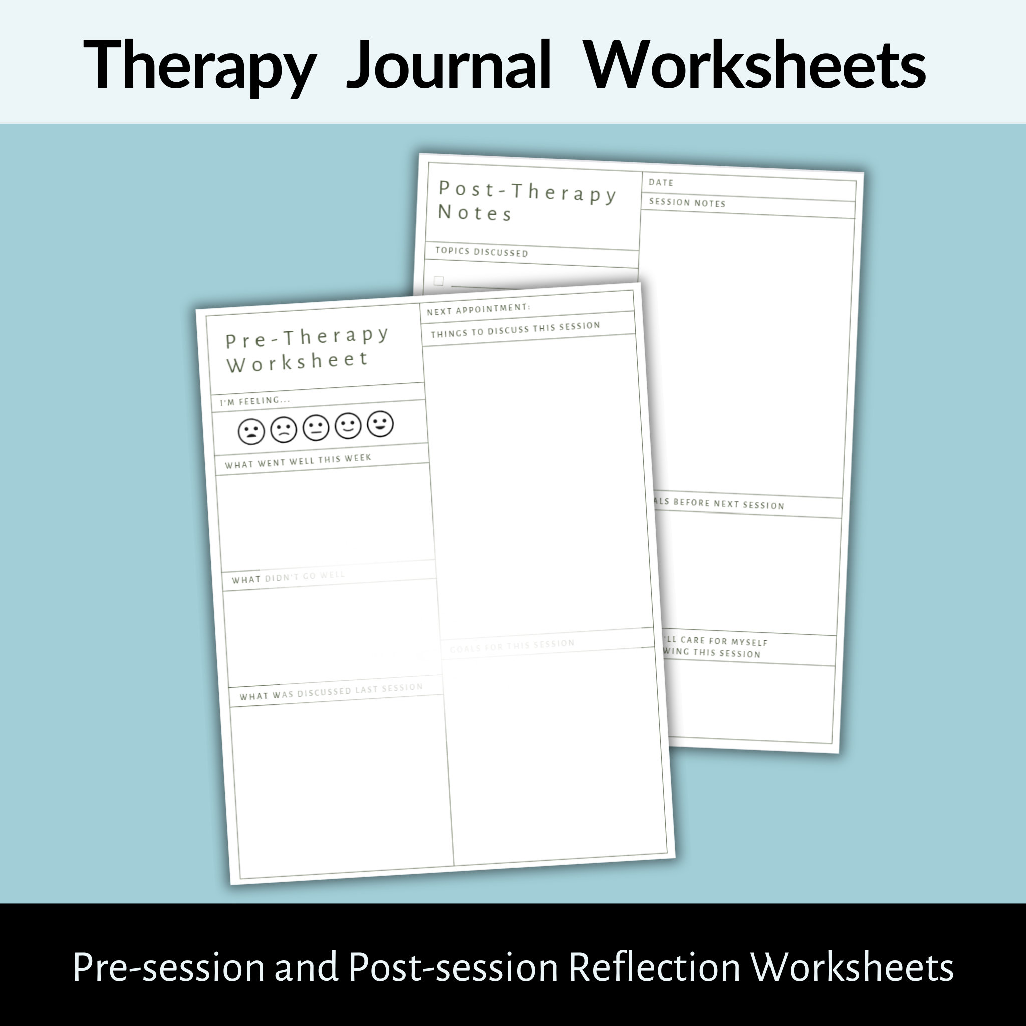 Therapy Journal Worksheets – Pre-session and Post-session Reflection ...
