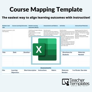 Course Mapping Template – Curriculum Alignment Excel Document - Teacher ...
