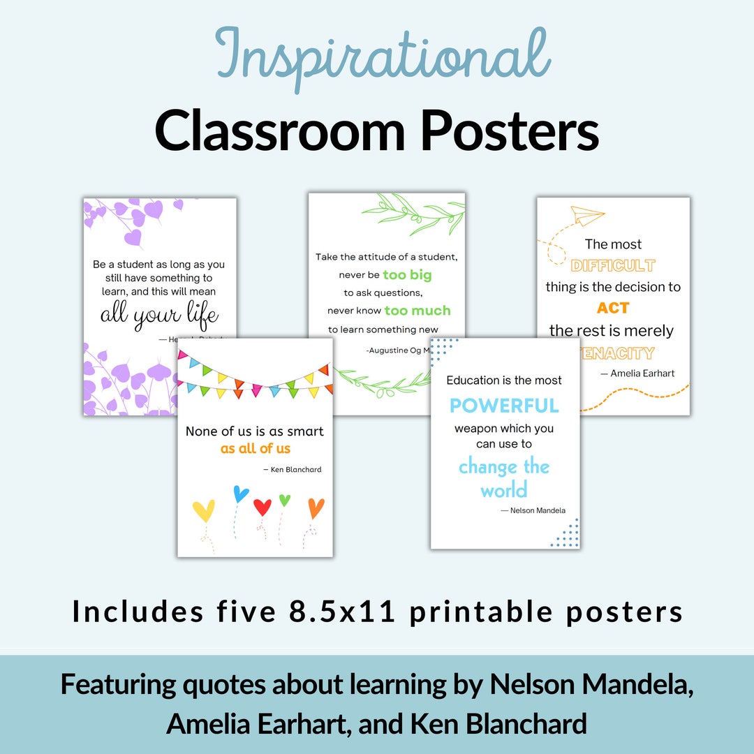 Inspirational Classroom Posters Five 8.5x11 Printable Posters ...