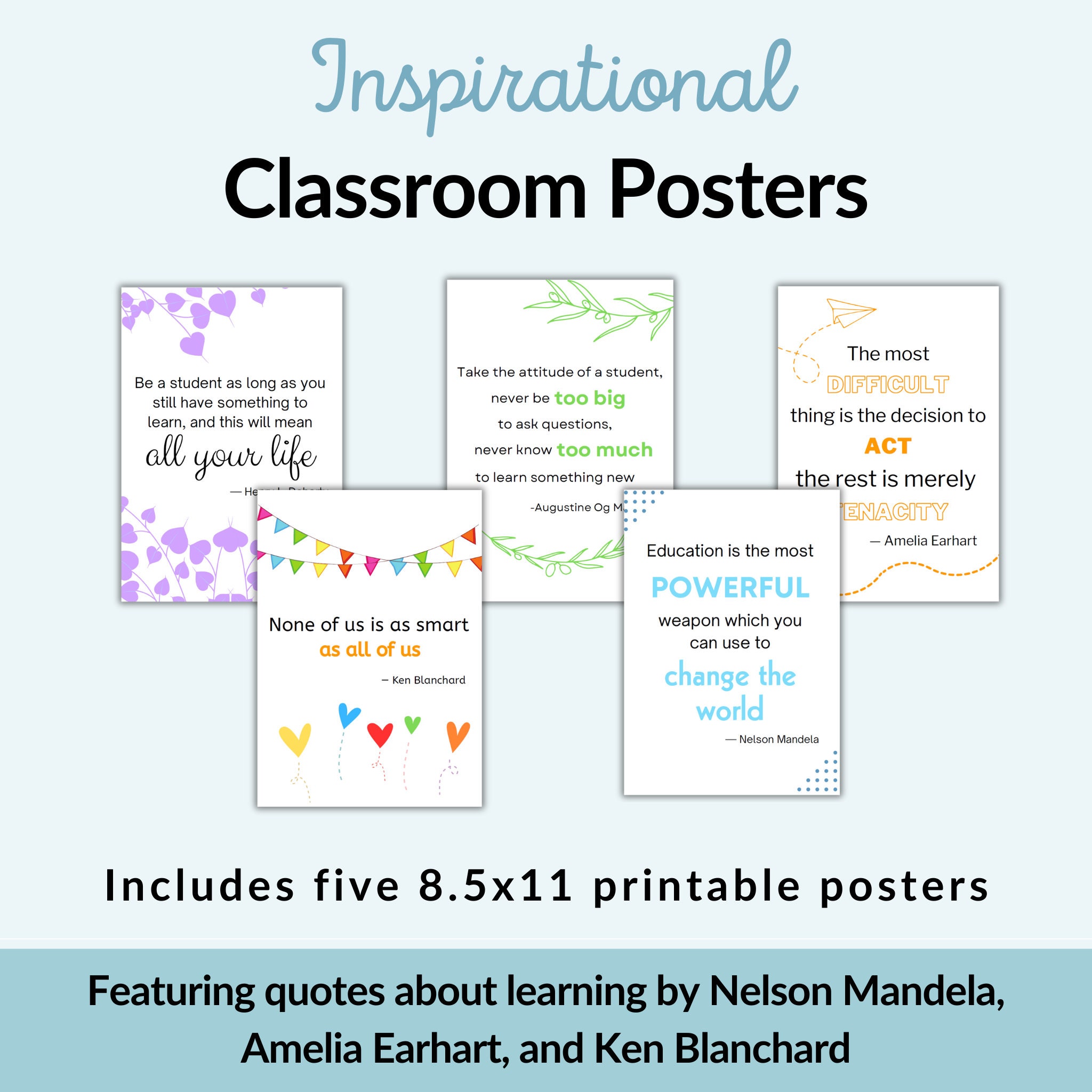 Inspirational Classroom Posters Five 8.5x11 Printable Posters ...