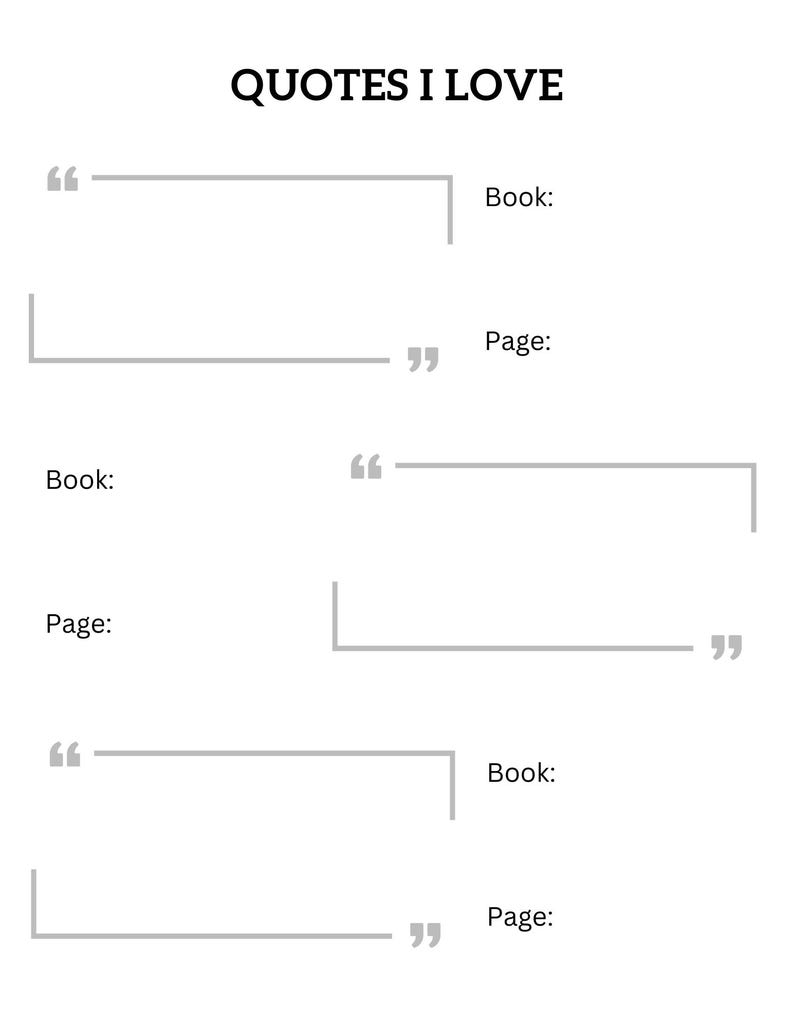 Printable Reading Journal - Trackers, Book Reviews, Favorite Quotes ...