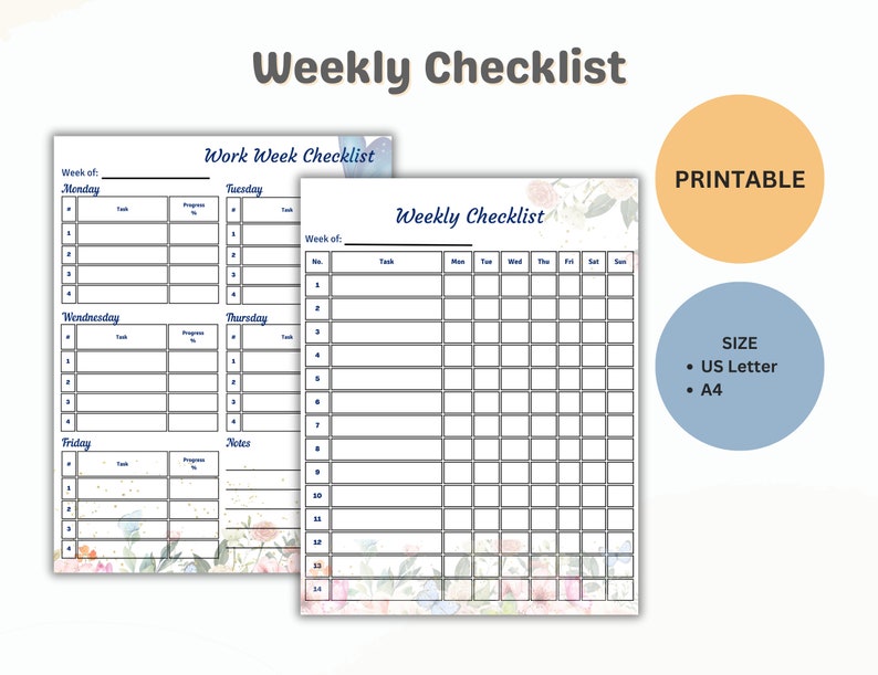 Checklist Printable, Minimalist to Do List, Checklist, Weekly Checklist ...