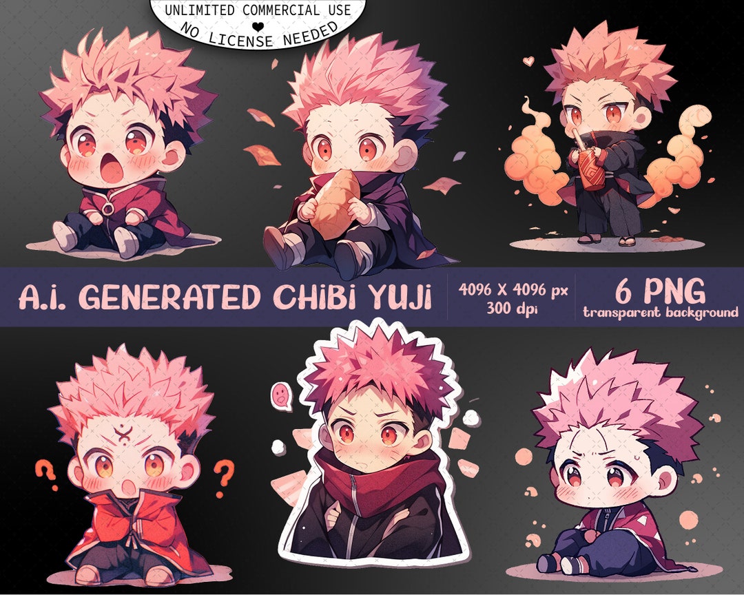 Chibi Yuji Character Transparent Background AI Generated - Etsy