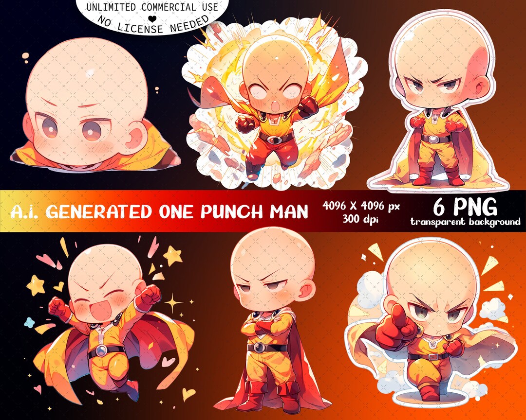 One Punch Man Chibi Action Poses AI Generated Art Dynamic - Etsy