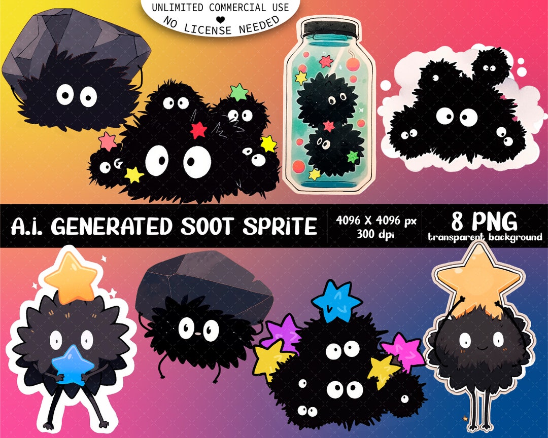 Exclusive Susuwatari Soot Sprites Art Colorful Stars Rocks - Etsy Australia