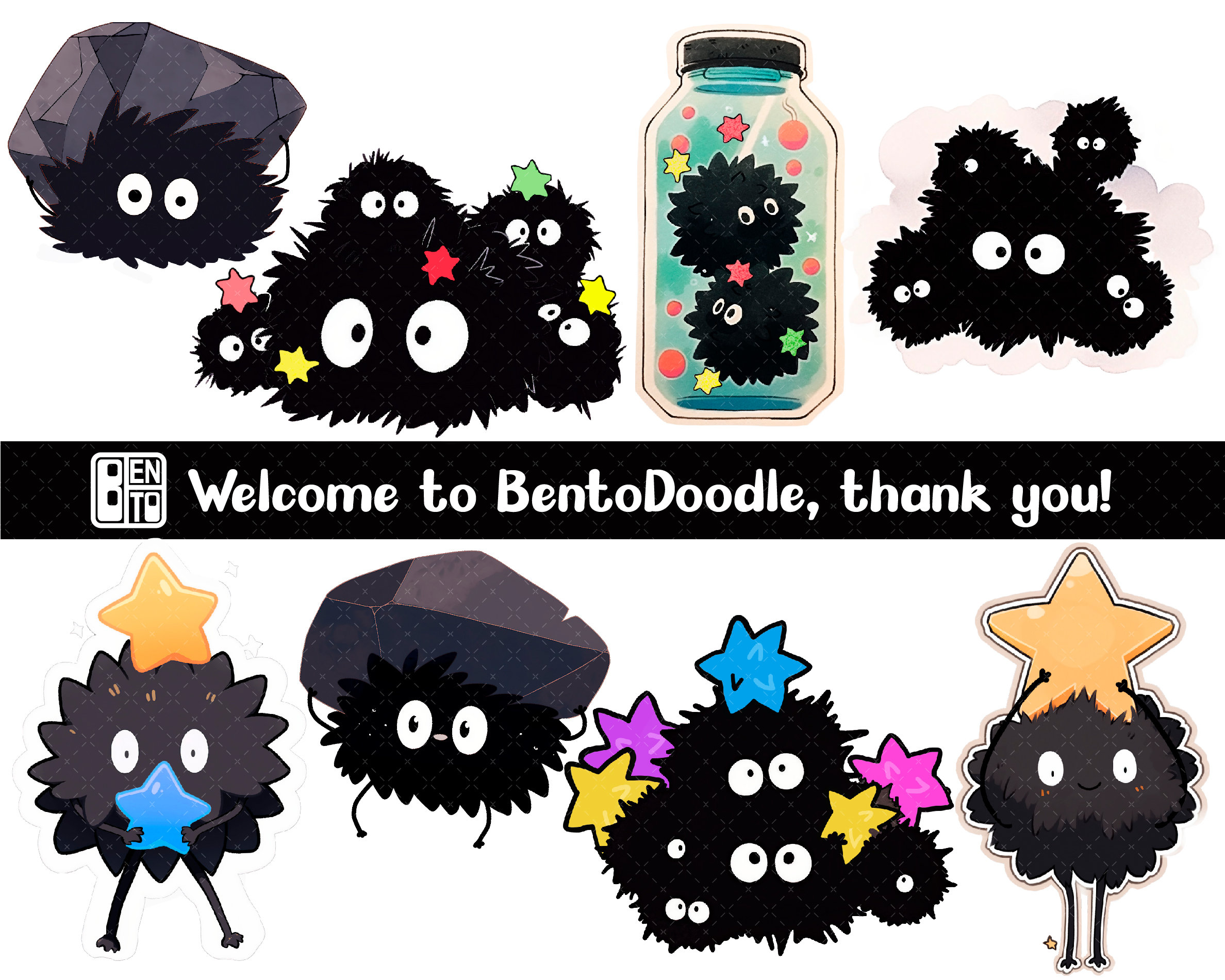 Exclusive Susuwatari Soot Sprites Art Colorful Stars Rocks - Etsy Australia