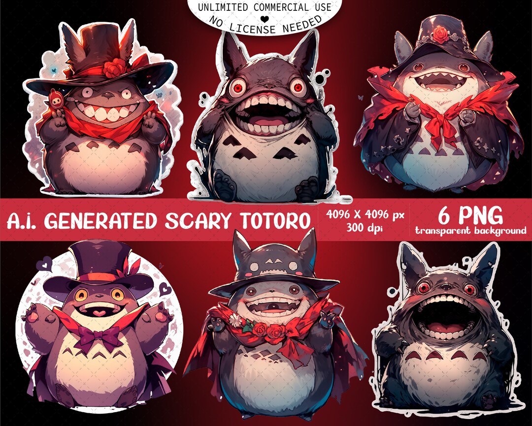 Scary Totoro Illustration Transparent Background AI - Etsy