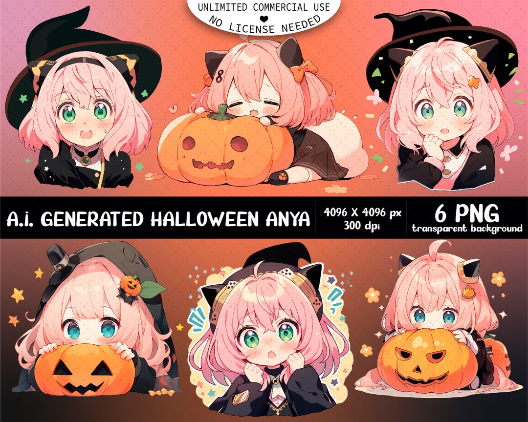 Tema de Halloween de Anya: arte generado por IA PNG de alta - Etsy España