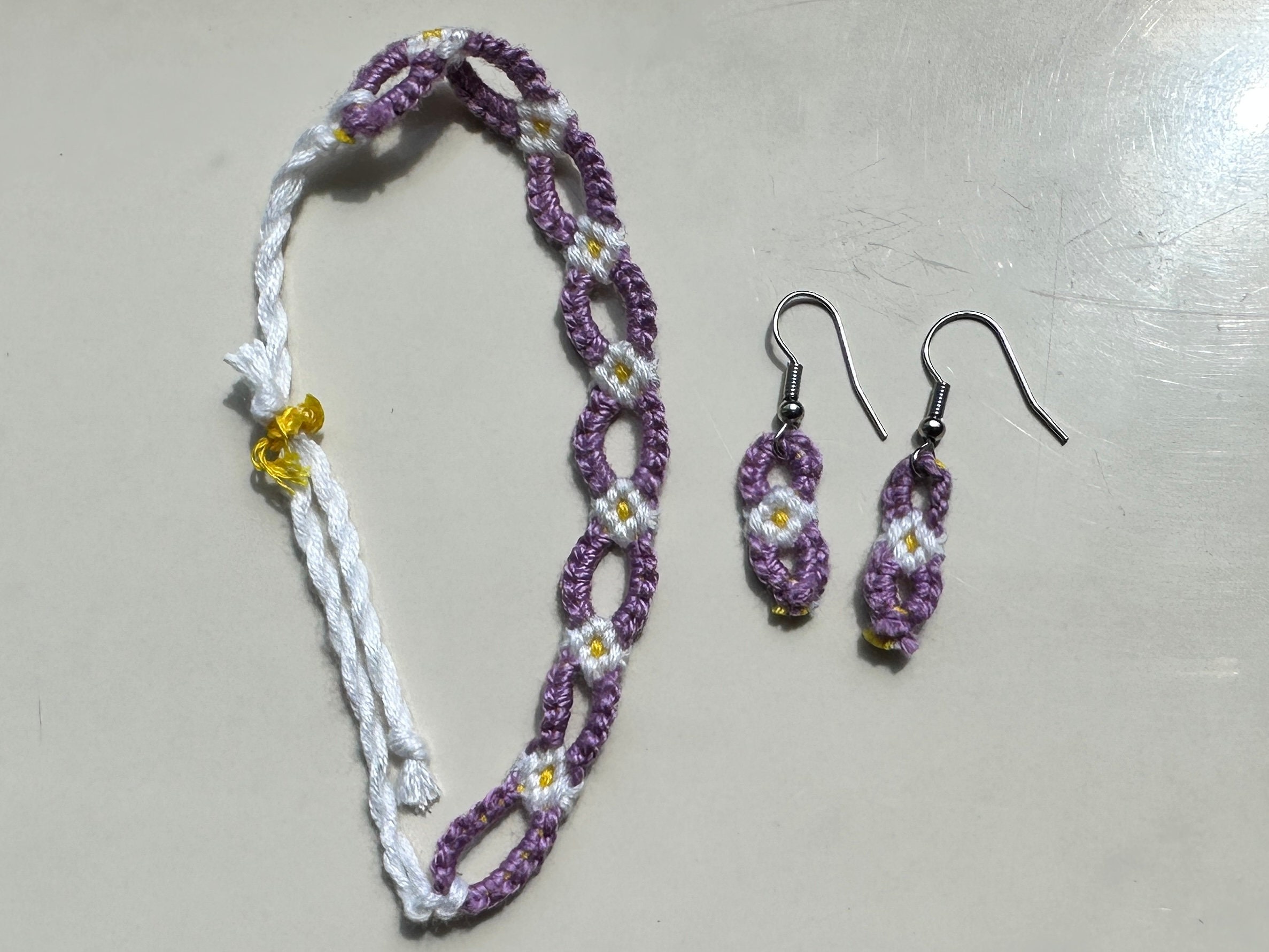 DAISY CHAIN COLLECTION: Friendship Bracelet & Earrings Handwoven ...