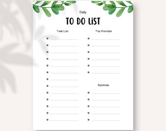 Minimalist Daily Planner Printable, Daily to Do List for Work/home ...