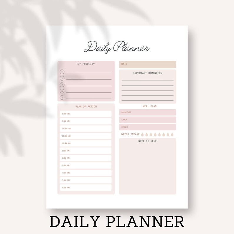 DAILY PLANNER PRINTABLE - To-do List Planner, Productivity Planner ...
