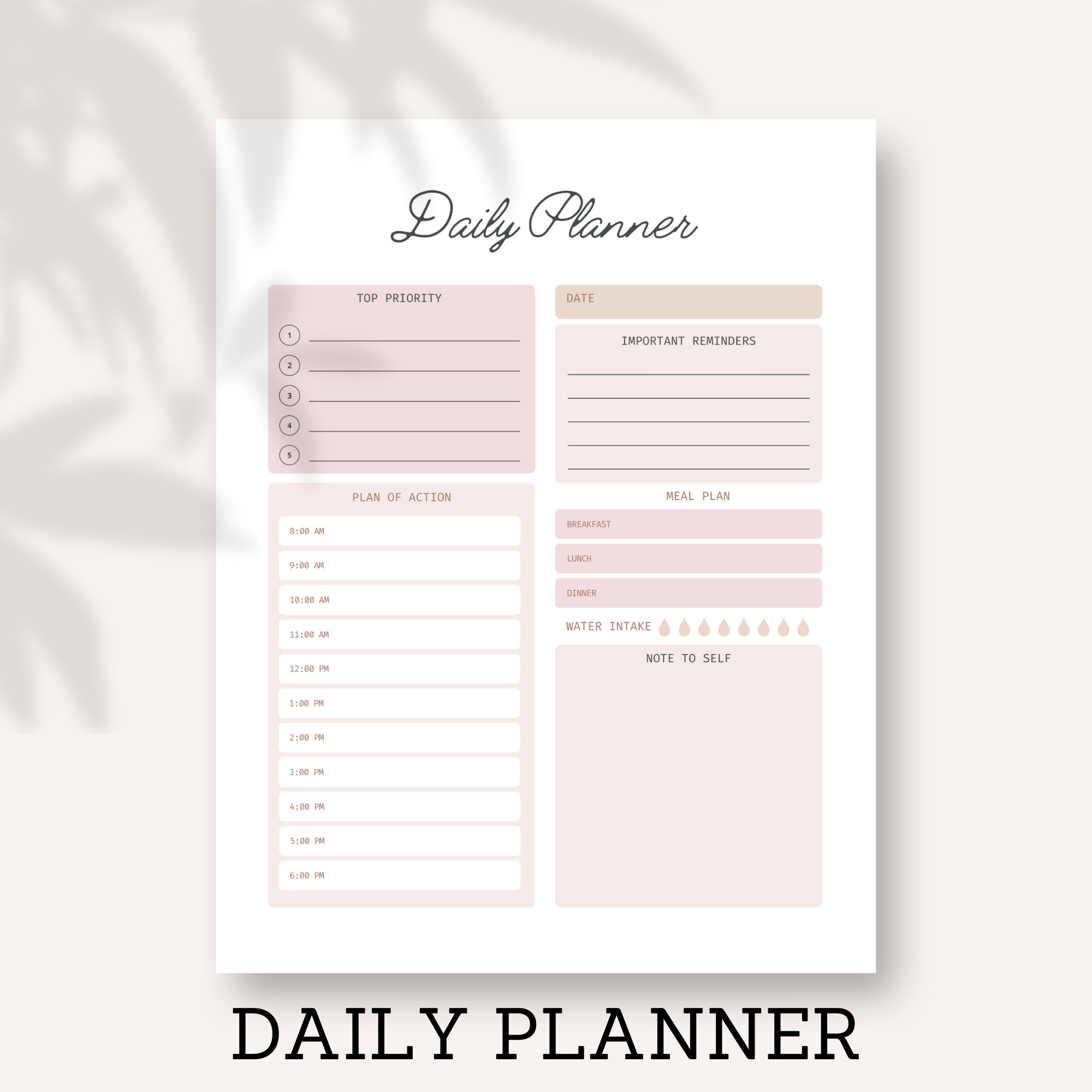 DAILY PLANNER PRINTABLE - To-do List Planner, Productivity Planner ...