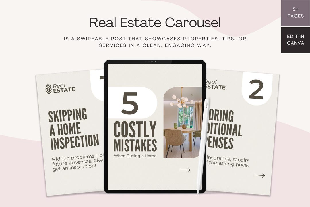 Real Estate Instagram Carousel Template | Canva Editable Social Media ...