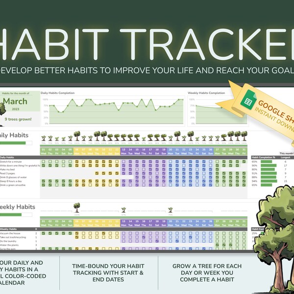 Habit Tracker Trees - Etsy